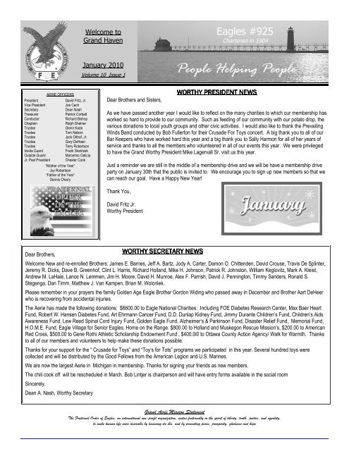 Eagles Newsletter January 2010 - Fraternal Order of Eagles