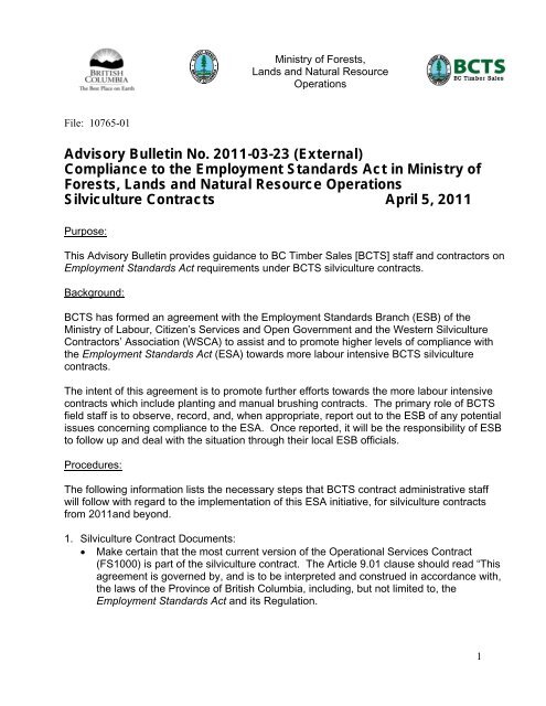 (External) - Compliance with the Employment Standards Act