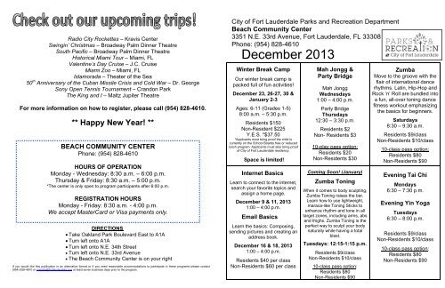 Beach Community Center Calendar - City of Fort Lauderdale