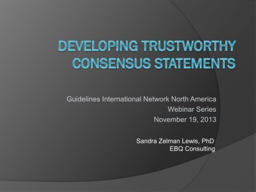 Trustworthy Consensus Statements - Guidelines International Network