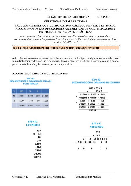 taller cálculo aritmético multiplicativo