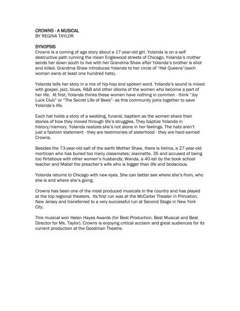 CROWNS - A MUSICAL BY REGINA TAYLOR ... - Goodman Theatre