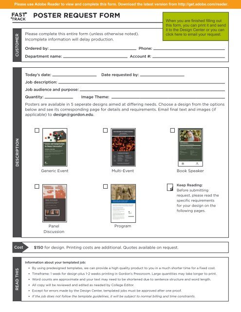POSTER REQUEST FORM - Gordon College