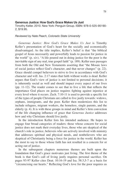 Generous Justice: How God's Grace Makes Us Just *HQHURXV ...