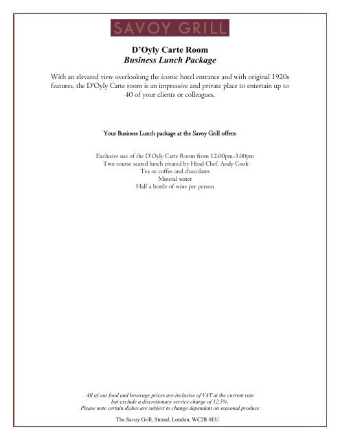 Business Lunch Menu - Gordon Ramsay