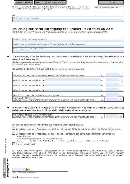 L34 - Erklärung zur Berücksichtigung des Pendler-Pauschales ab ...