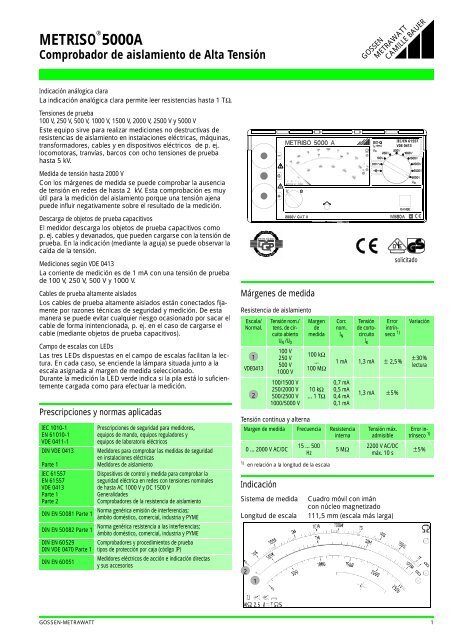 METRISO 5000A Comprobador de aislamiento ... - Gossen-Metrawatt