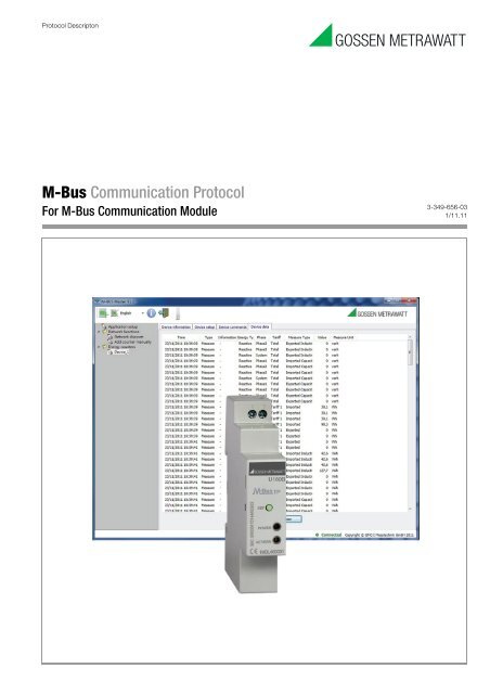 M-Bus Communication Protocol - Gossen-Metrawatt