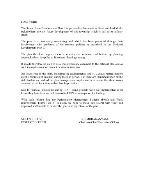 Draft Urban Development Plan 2 - Government of Botswana