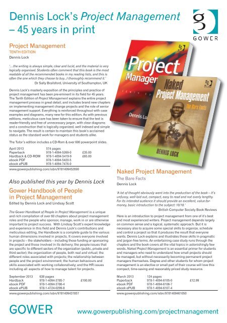 Dennis Lock's Project Management – 45 years in print