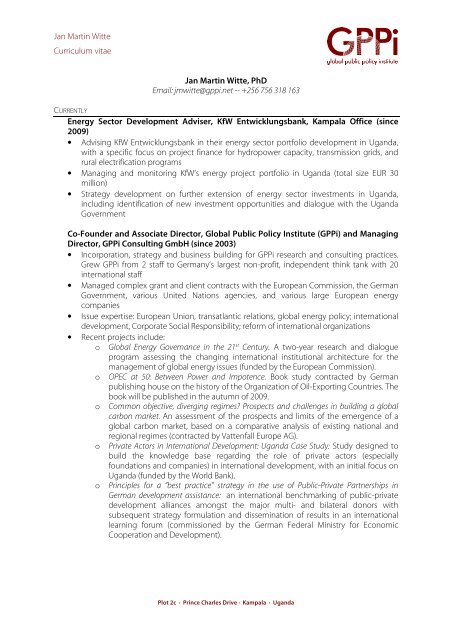 Jan Martin Witte Curriculum vitae Jan Martin Witte, PhD Email