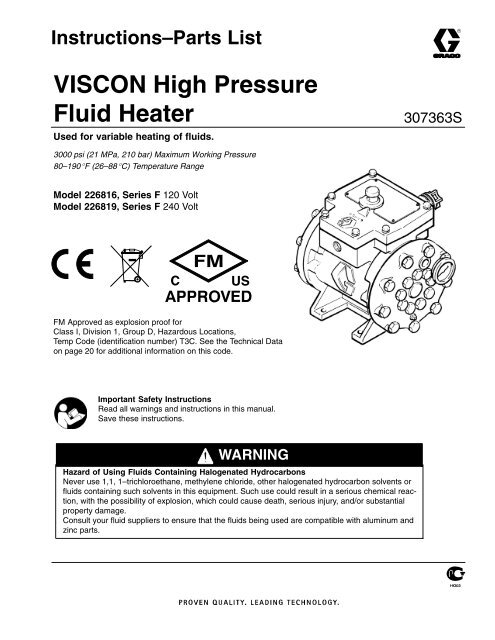 307363S - VISCON High Pressure Fluid Heater, English - Graco Inc.