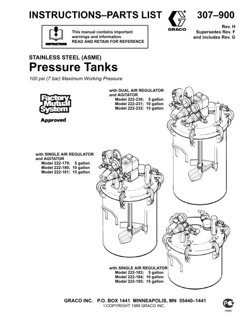 Graco Stainless Steel Pressure Tanks 307900H.pdf - Empire Foam