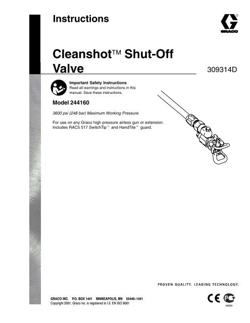 309314D Cleanshot Shut-Off Valve - Graco Inc.