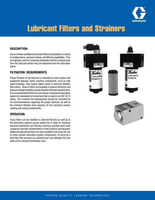Lubricant Filters and Strainers - Graco Inc.