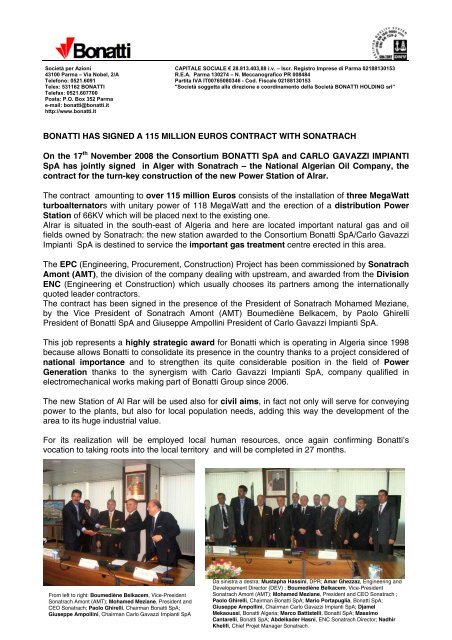 BONATTI HAS SIGNED A 115 MILLION EUROS CONTRACT WITH ...