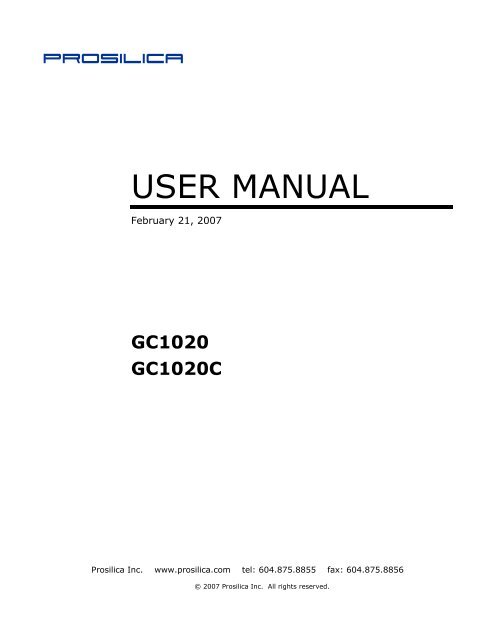 700024A - GC1020 User Manual - Graftek Imaging Inc.