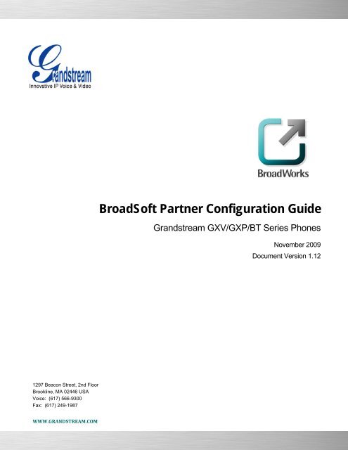 BroadSoft Partner Configuration Guide - Grandstream Networks