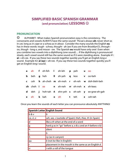 SIMPLIFIED BASIC SPANISH GRAMMAR - Granite School District