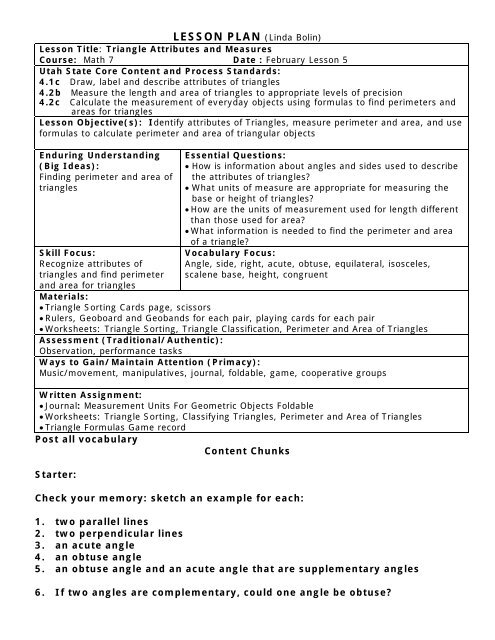 LESSON PLAN (Linda Bolin) - Granite School District