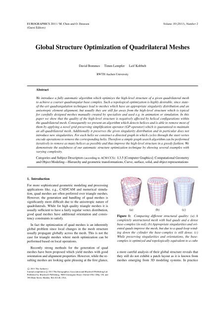 Global Structure Optimization Of Quadrilateral Meshes