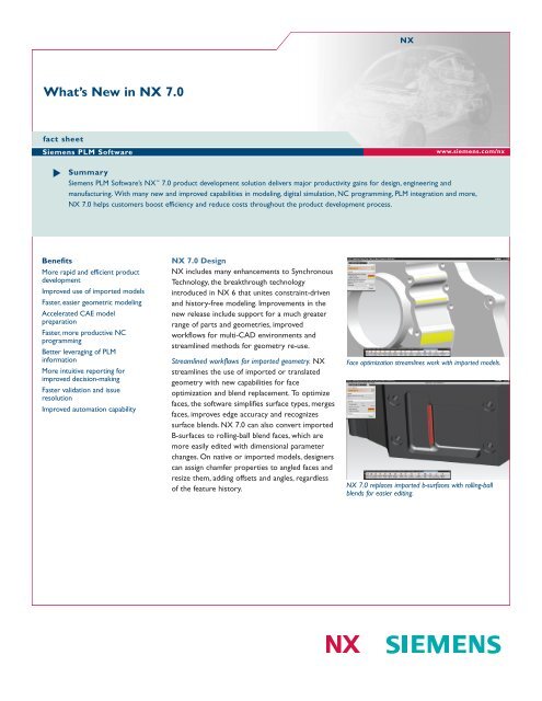 What's New in NX 7.0 Fact Sheet