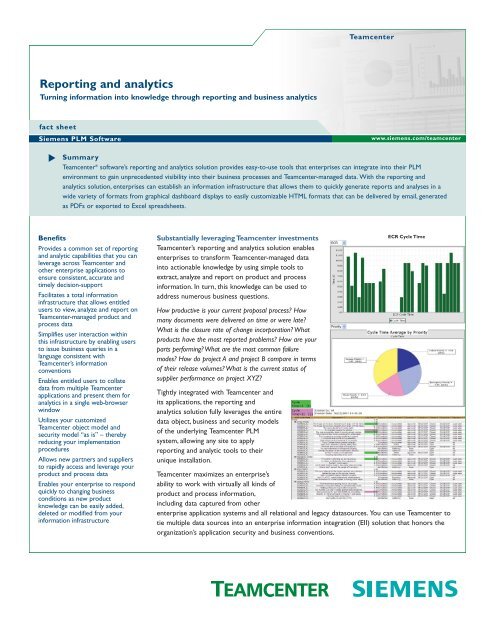 Teamcenter Reporting & Analytics Fact Sheet