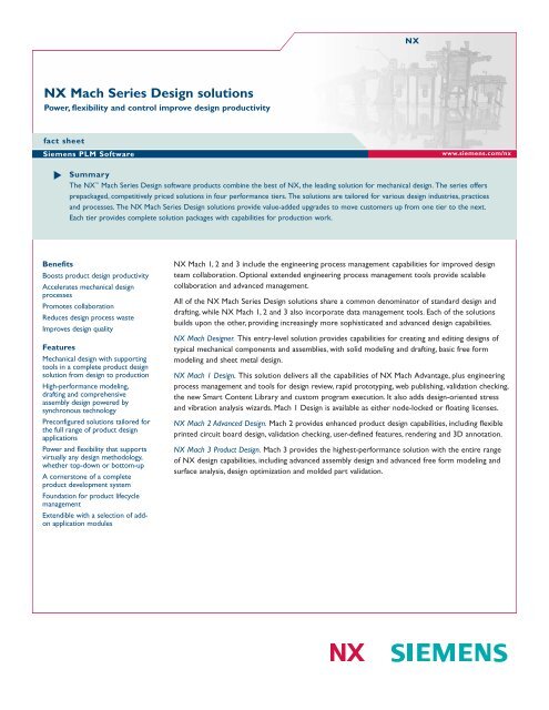 NX Mach Series Design Solutions Fact Sheet