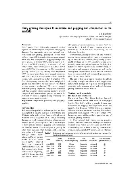 Dairy grazing strategies to minimise soil pugging and compaction in ...