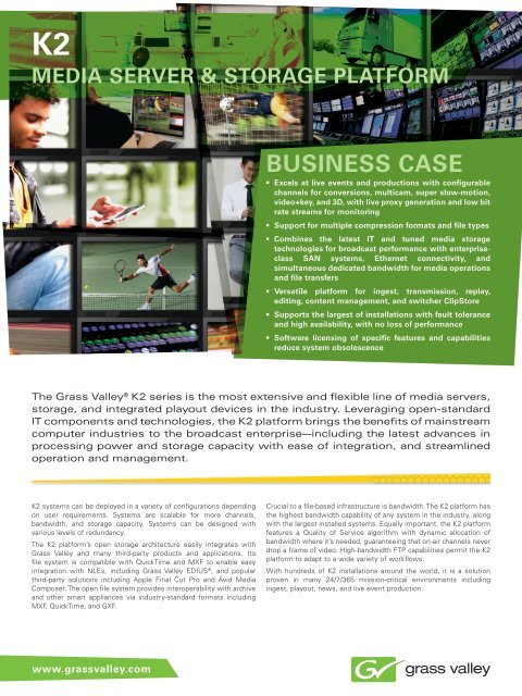 K2 Media Server & Storage Platform Solution Data ... - Grass Valley