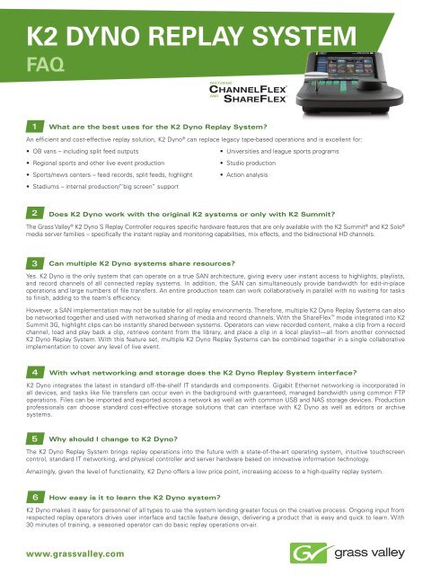 K2 Dyno Replay System FAQ - Grass Valley