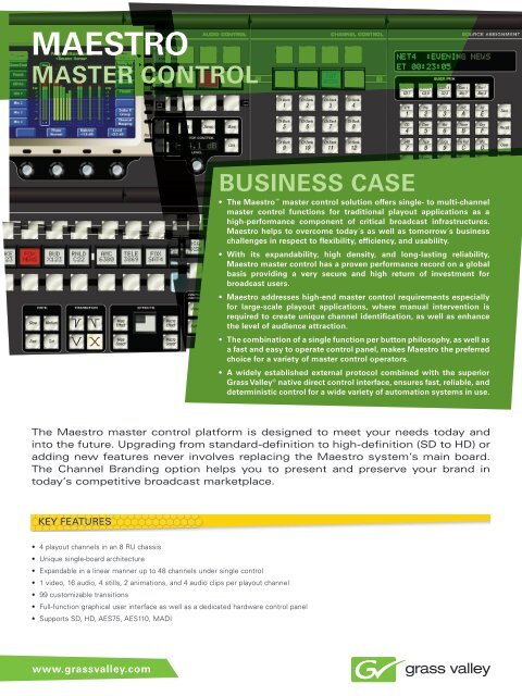 Maestro Master Control Data Sheet - Grass Valley