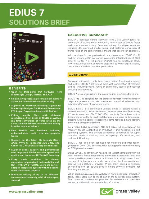 EDIUS 7 Solutions Brief - Grass Valley