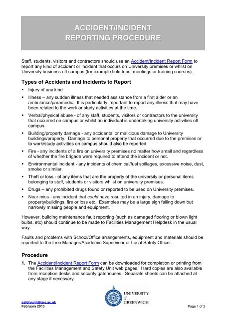 Accident Incident Reporting Procedure