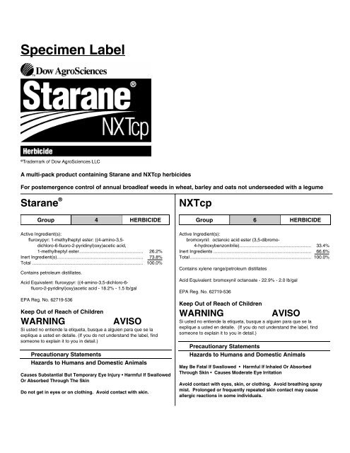 Specimen Label - Greenbook.net