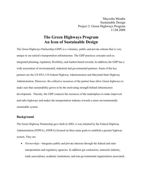 The Green Highways Program An Icon of Sustainable Design