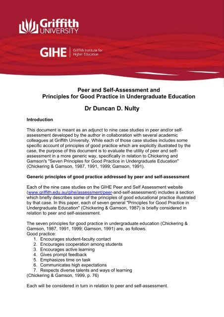Seven Principles for Good Practice - Griffith University