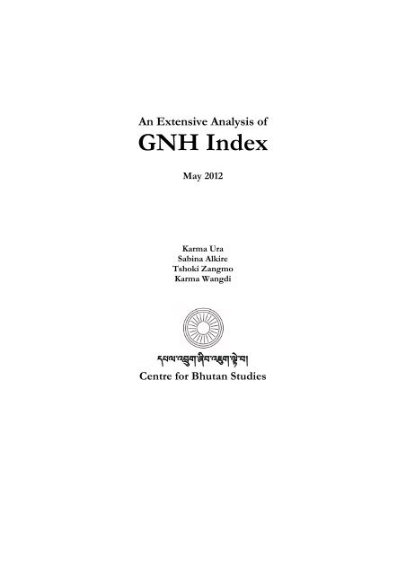 An Extensive Analysis of GNH Index - Gross National Happiness