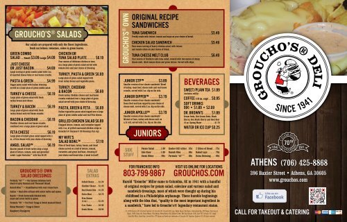 Menu - Groucho's