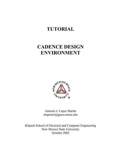 tutorial cadence design environment - Klipsch School of Electrical ...