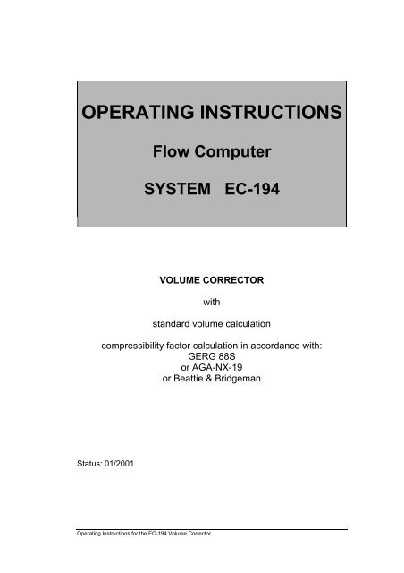 OPERATING INSTRUCTIONS