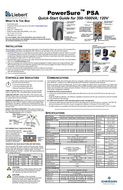 Liebert PowerSure PSA - Emerson Network Power