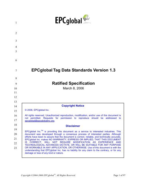 EPCglobal Tag Data Standards Version 1.3 - GS1
