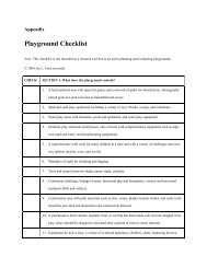 Monthly Playground Maintenance Checklist - Recreation PEI