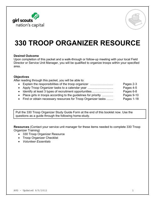 330 troop organizer resource - Girl Scout Council of the Nation's ...
