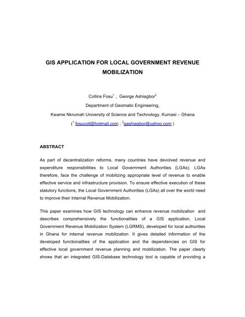 gis application for local government revenue mobilization