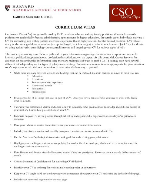 Curriculum Vitae Harvard Graduate School Of Education