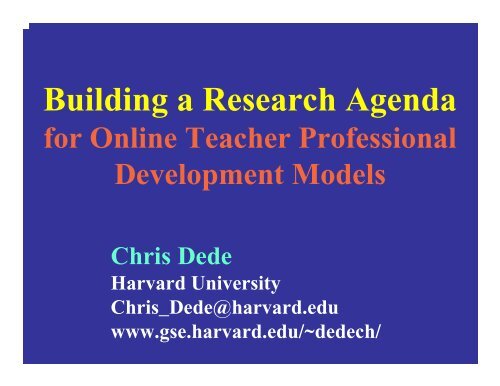 Building a Research Agenda - Harvard University