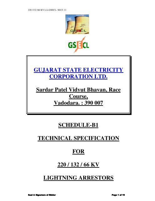 Specification - Gujarat Electricity Board