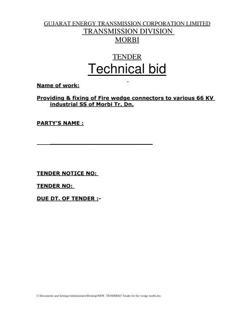 Technical bid - Gujarat Electricity Board